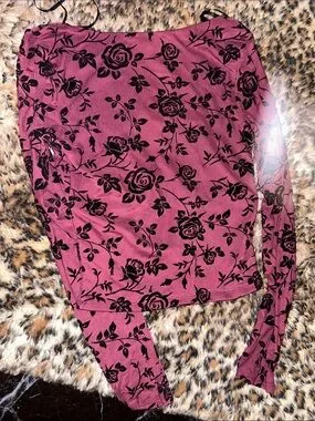 mystic threads | Tops | Mystic Threads Flocked Rose Mesh Top In Wine ...